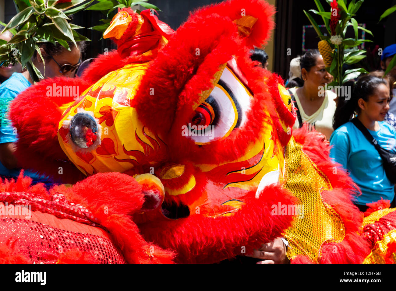 Celebration of the Chinese New Year in Lima, Peru, South America. Dance ...