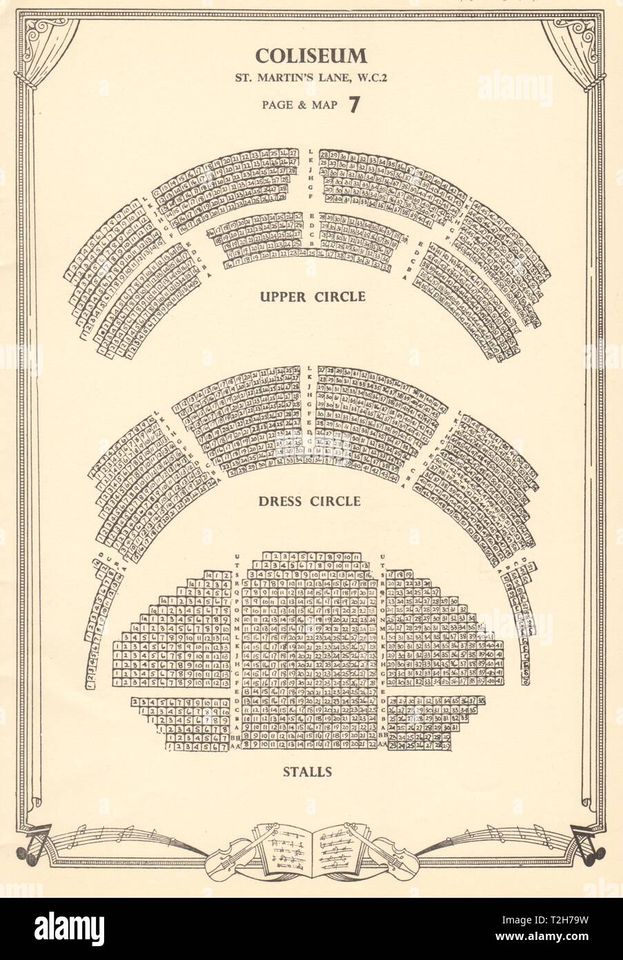 Coliseum Theatre, St Martin's Lane, London. Vintage seating plan c1955 ...