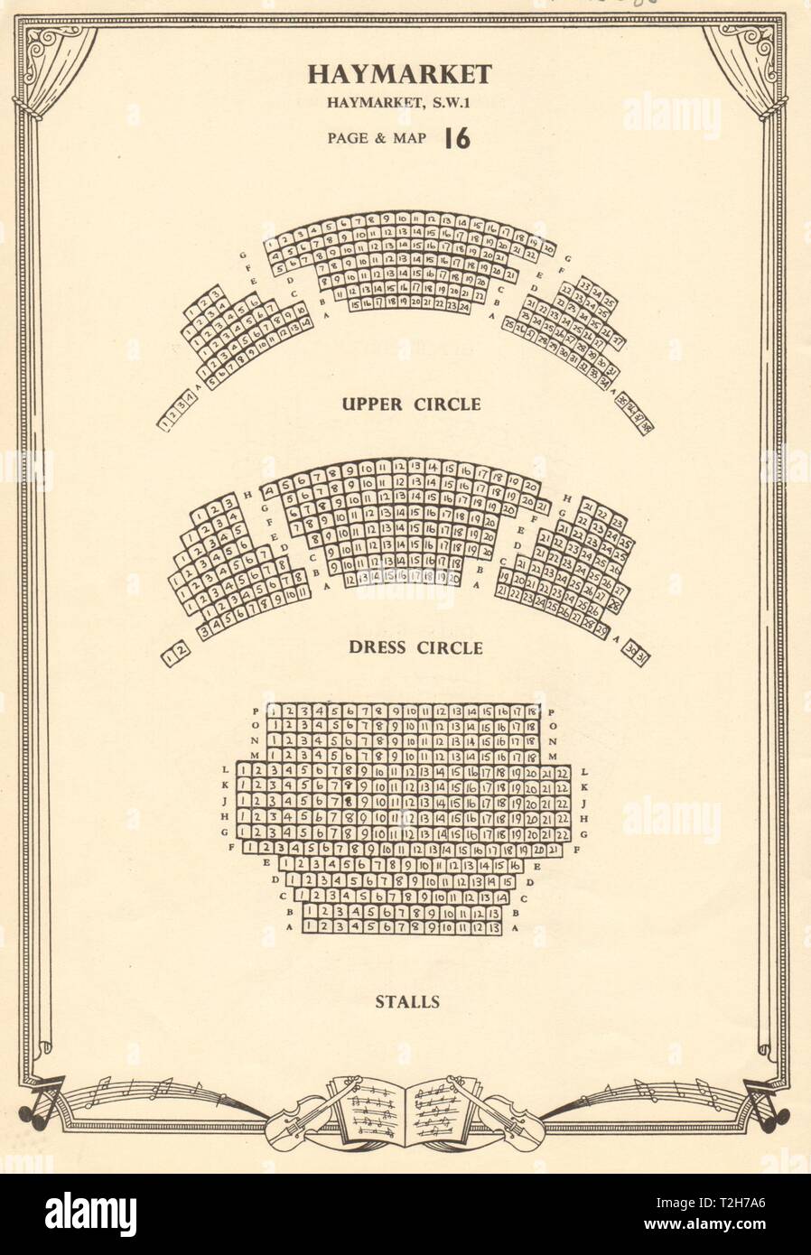 Haymarket Theatre Theatre Royal London Vintage Seating Plan C1955 haymarket-theatre-theatre-royal-london-vintage-seating-plan-c1955
