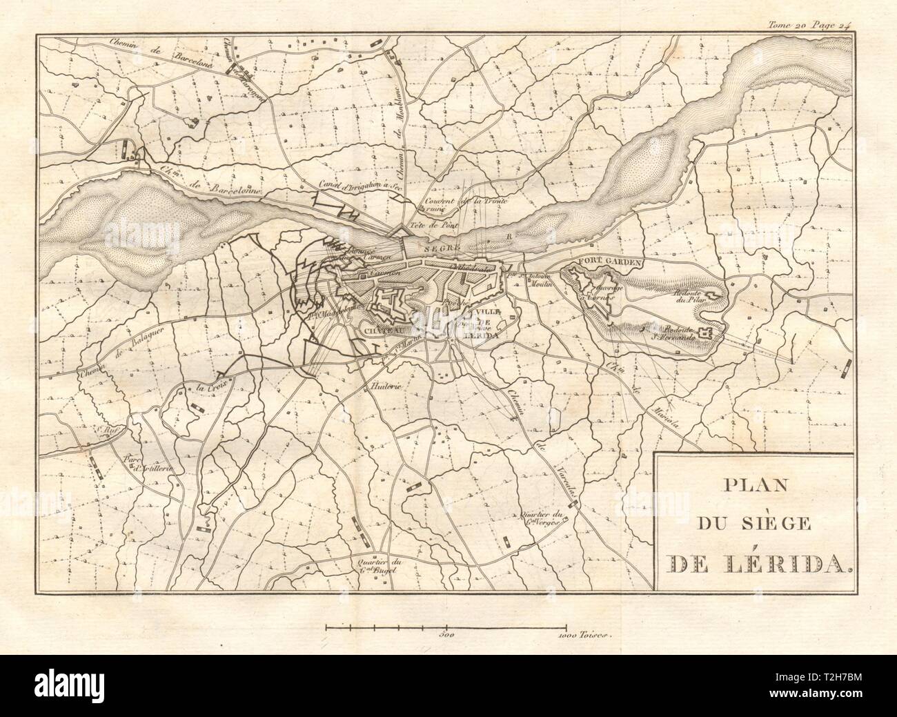 Siege of Lleida / Lérida 1810 plan. Catalonia, Spain. Peninsula War ...