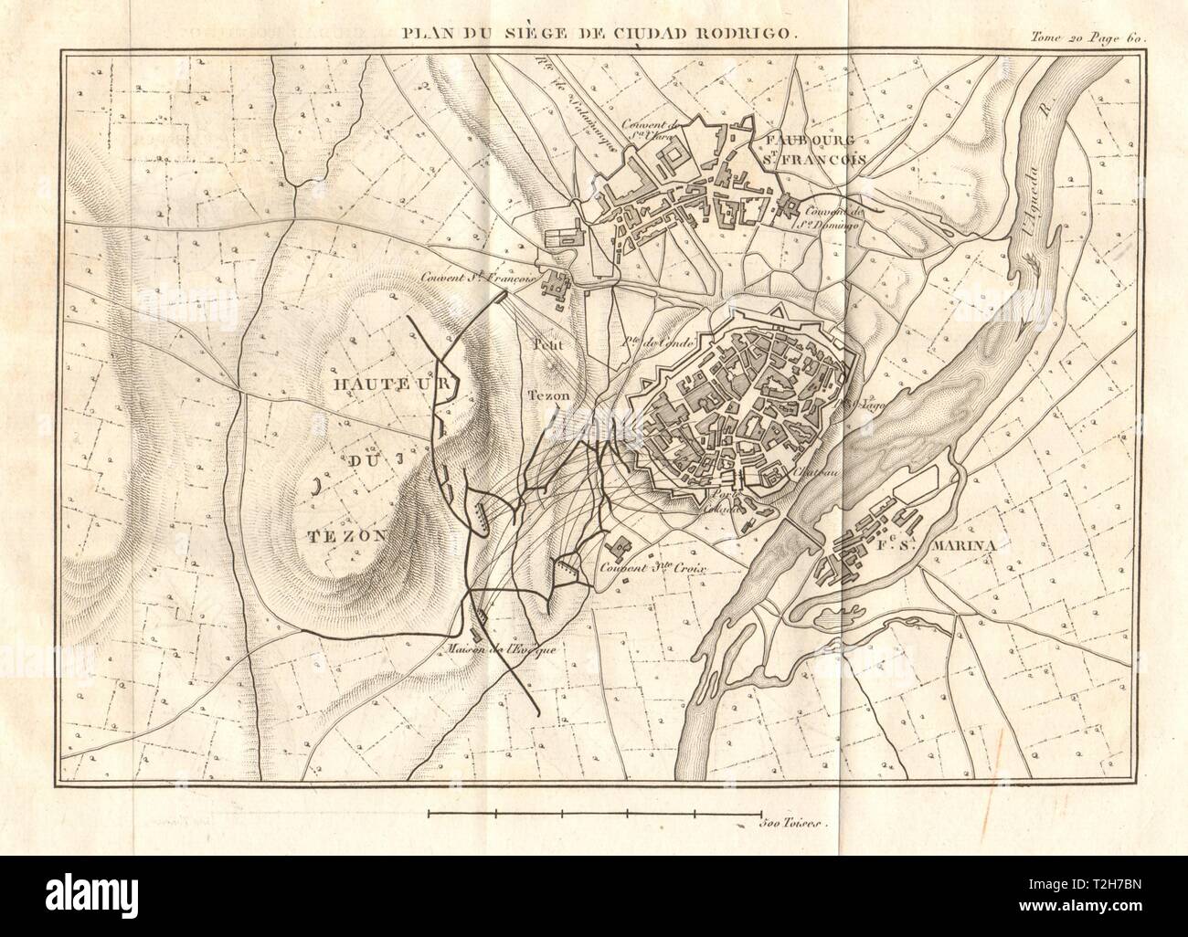 Siege of Ciudad-Rodrigo plan 1812. Salamanca, Spain. Peninsular War ...
