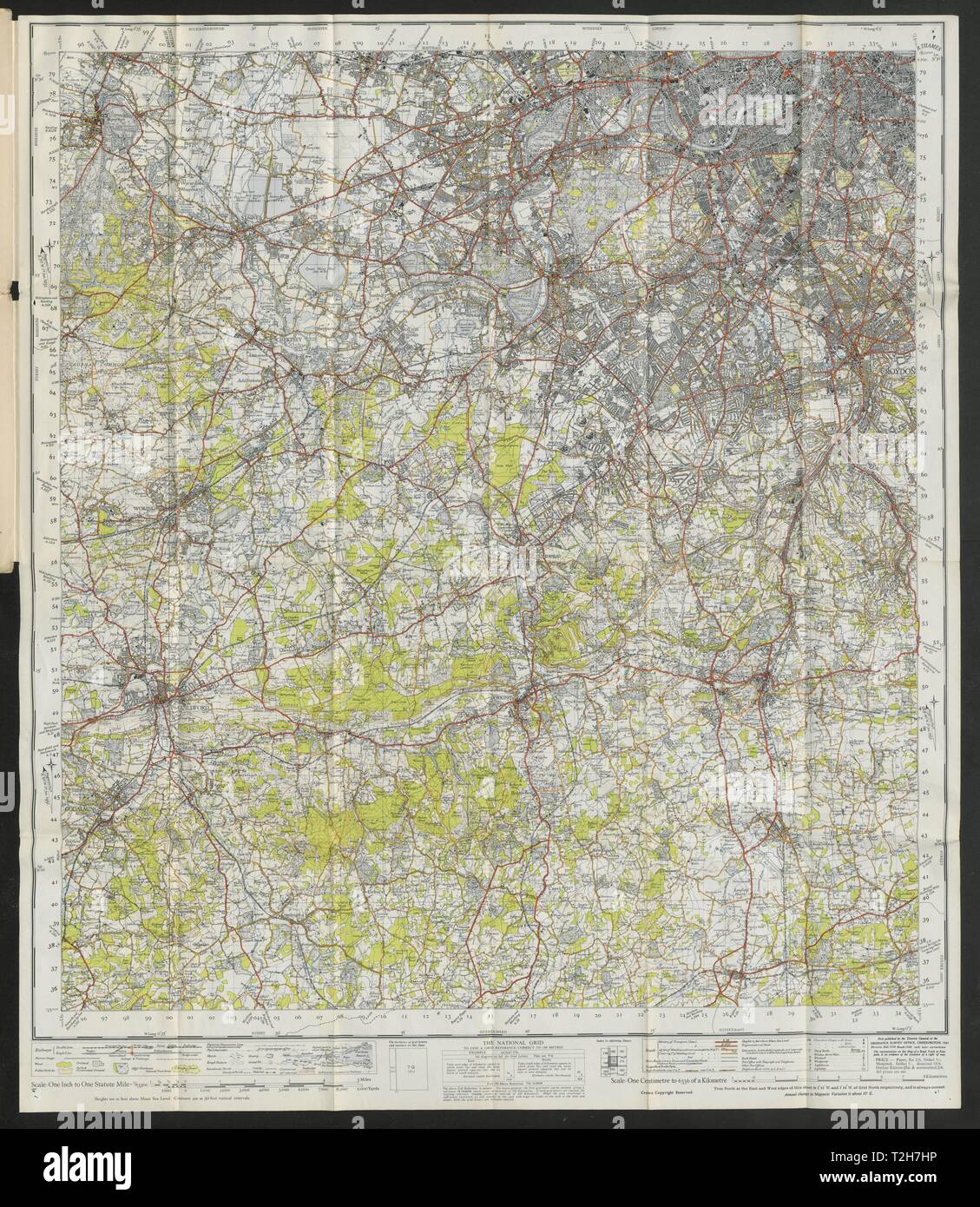 London SW Sheet 170 Surrey Hills Guildford Dorking ORDNANCE SURVEY 1948 ...