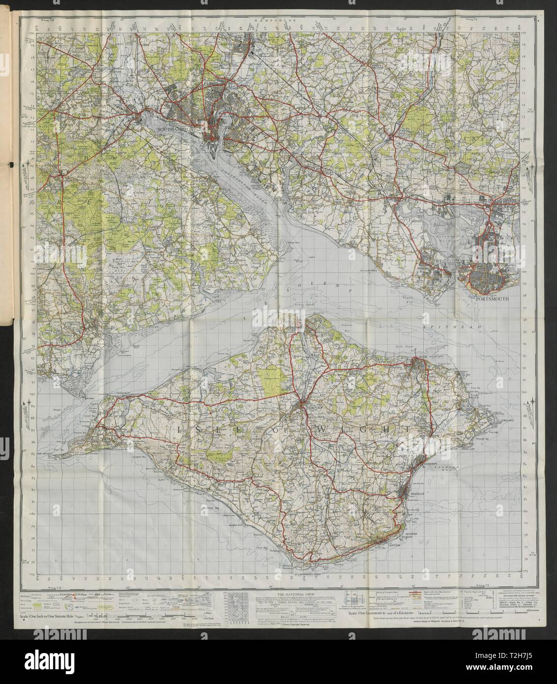 Solent Sheet 180 Southampton Portsmouth Isle of Wight ORDNANCE SURVEY ...