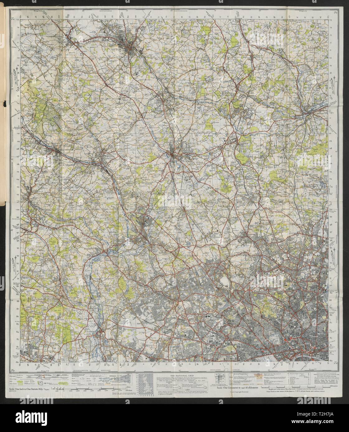 London NW Sheet 160 Luton Watford St Albans Hertford ORDNANCE SURVEY ...