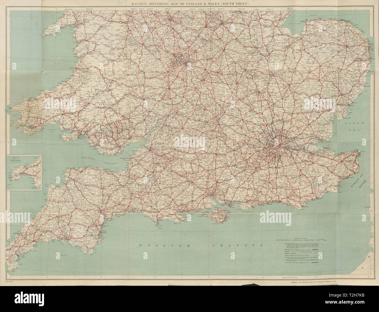 Bacon's Motoring Map of England & Wales (South Sheet). New bypasses ...