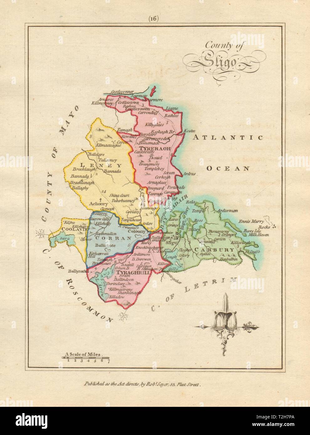 County of Sligo, Connaught. Antique copperplate map by Scalé / Sayer ...
