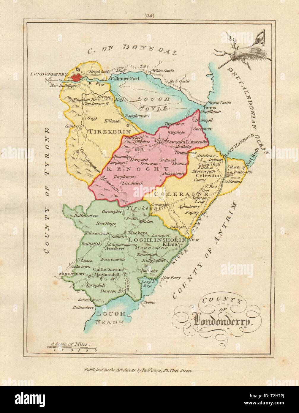 County of Londonderry, Ulster. Antique copperplate map by Scalé / Sayer ...