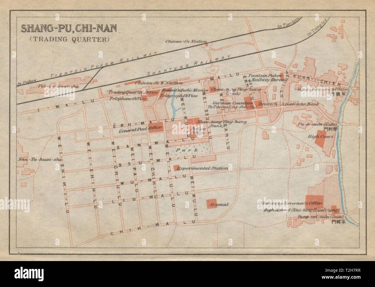 'Shang-pu (trading quarter), Chi-nan'. Jinan antique city plan. China ...