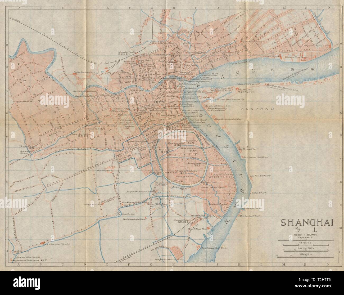 'Shanghai'. Shanghai antique town city plan. China 1915 old map chart ...