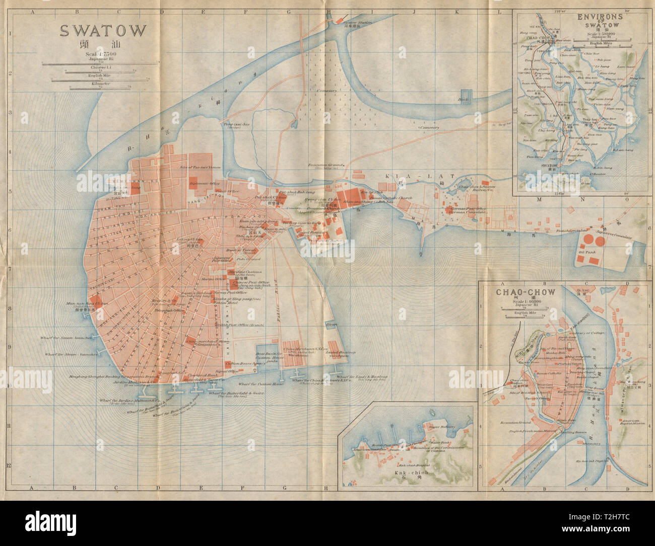 'Swatow'. Shantou antique town city plan. China 1915 old map chart ...
