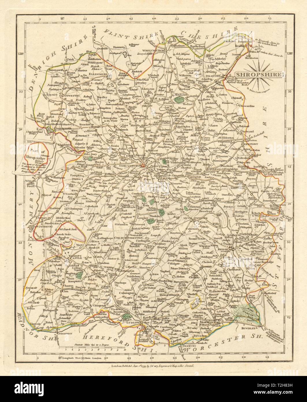 Shropshire map 18th century hi-res stock photography and images - Alamy