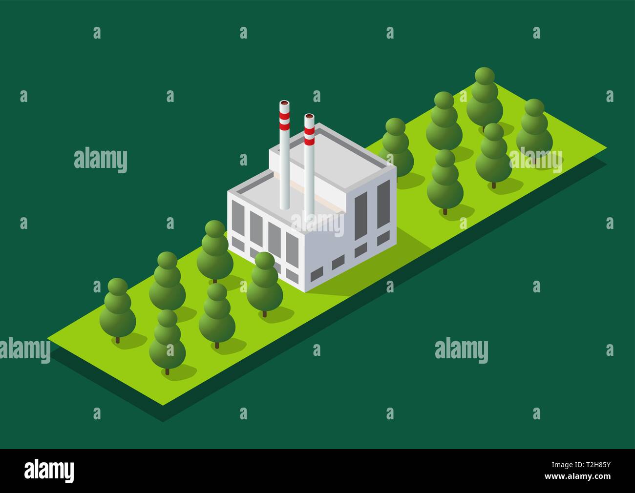 Top view of the construction industry and with 3d isometric factories ...