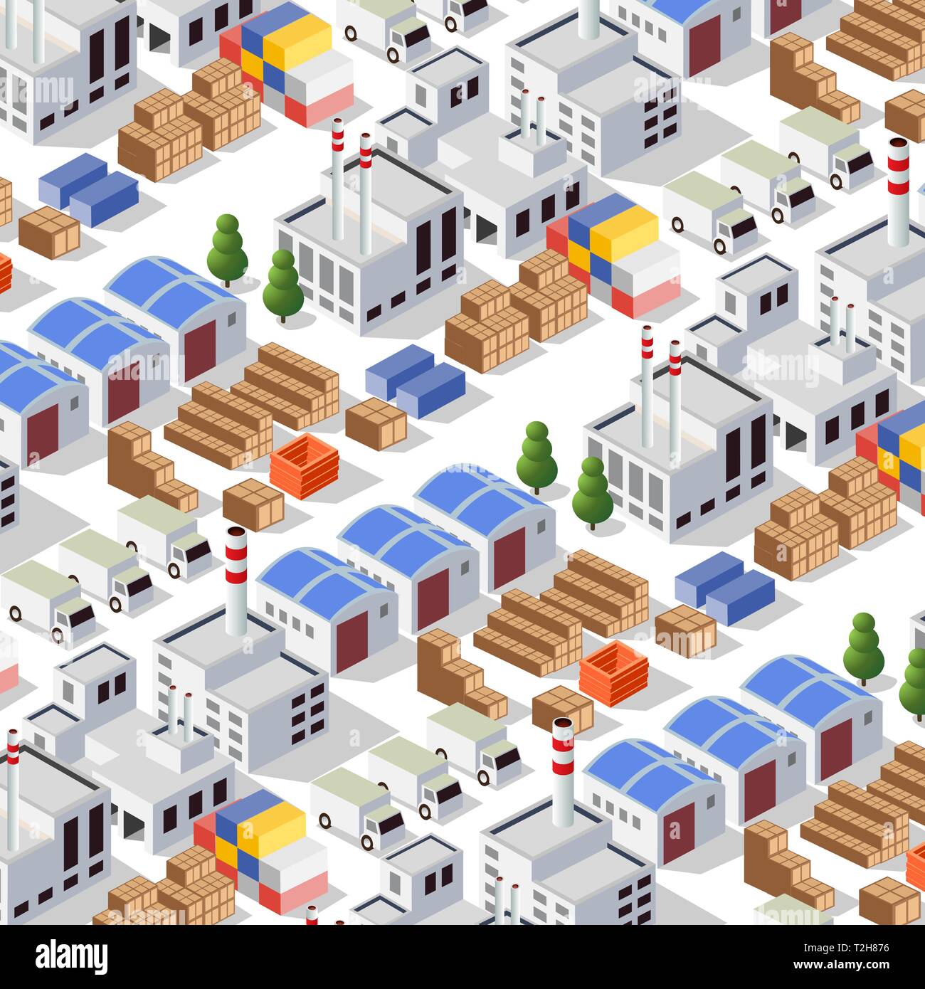 Perspective panorama of the landscape of industrial objects plants ...