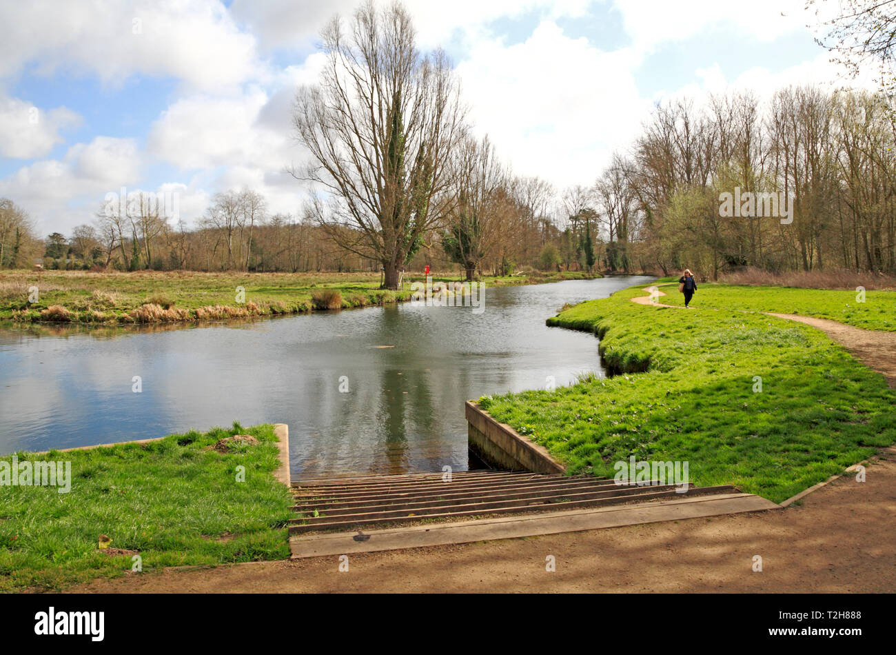 A small boat launching ramp into canal bypassing Horstead Mill from the ...