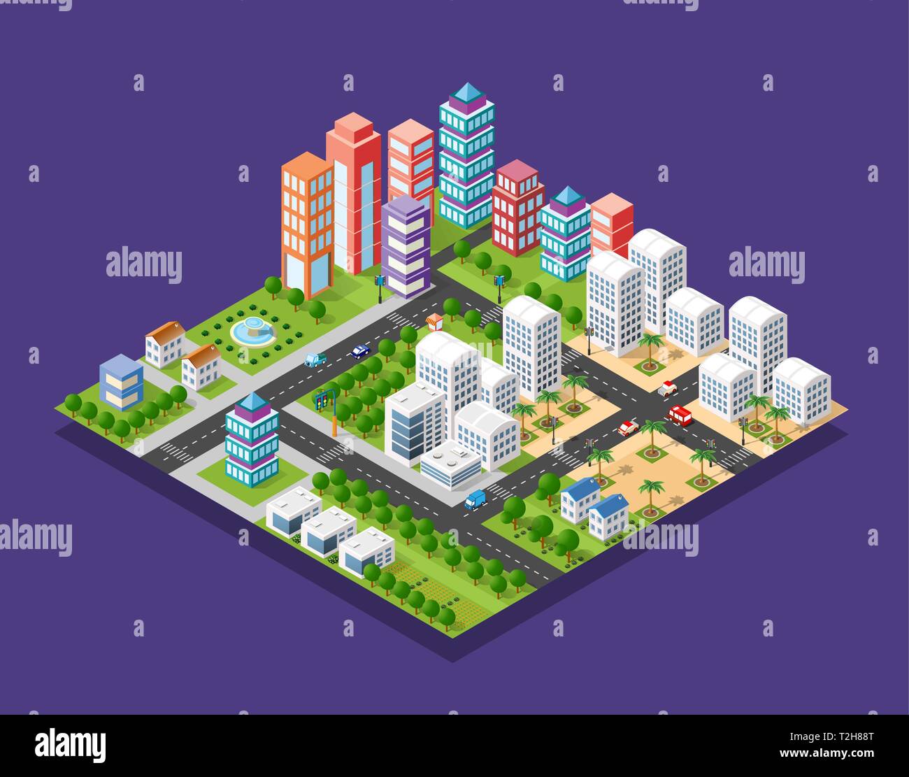 Isometric set module city with skyscrapers from urban building vector ...