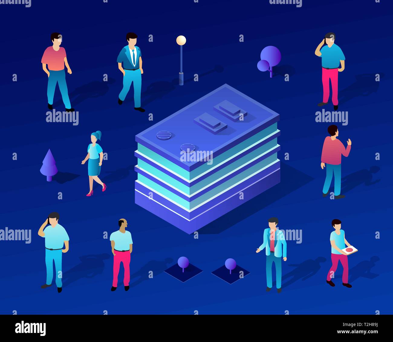 Isometric city people urban business environment, businessman and woman ...