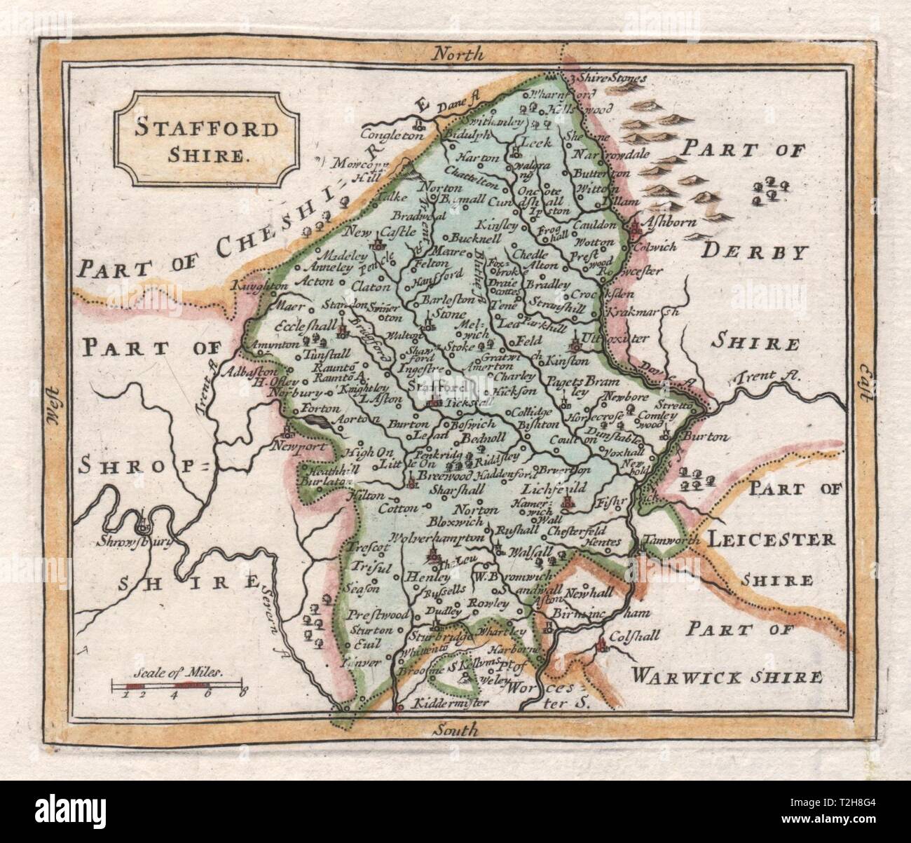 Antique county map of Staffordshire by John Seller / Francis Grose 1783 ...