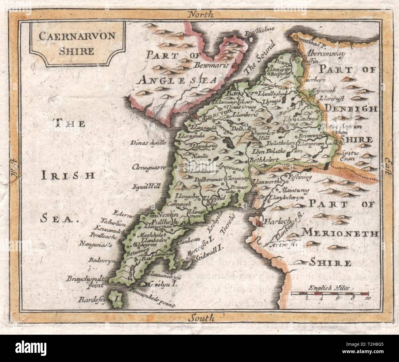 Antique county map of Caernarfonshire by John Seller / Francis Grose ...