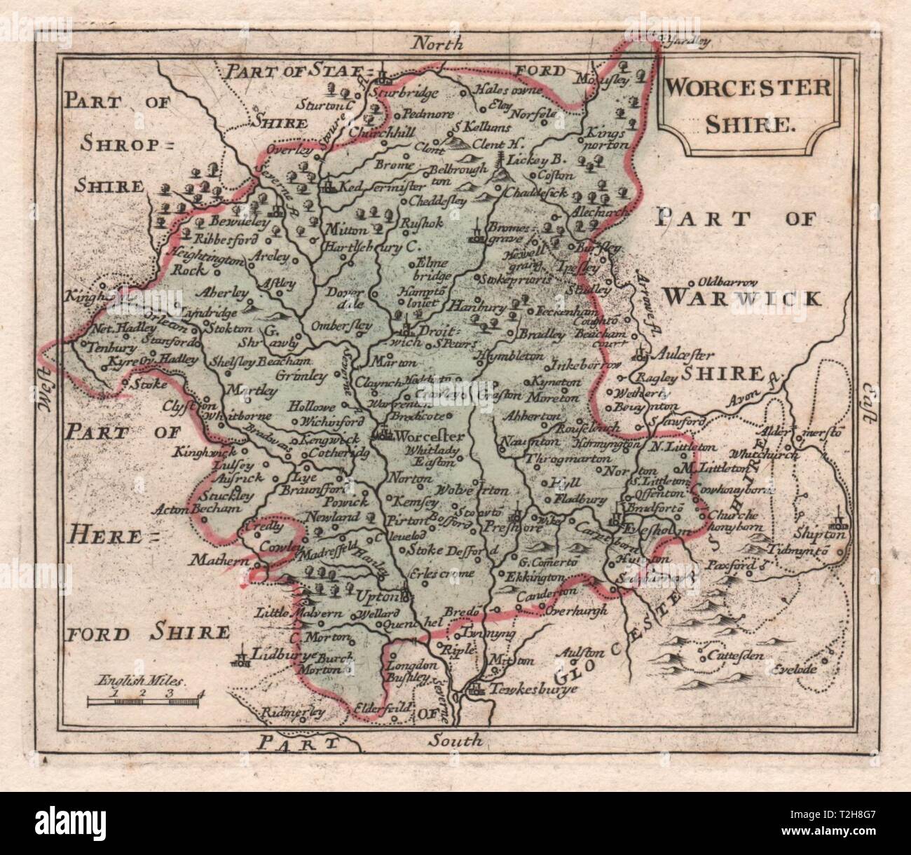 Antique county map of Worcestershire by Francis Grose / John Seller ...