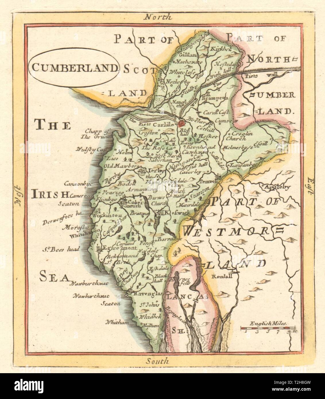 Antique county map of Cumberland by John Seller / Francis Grose ...