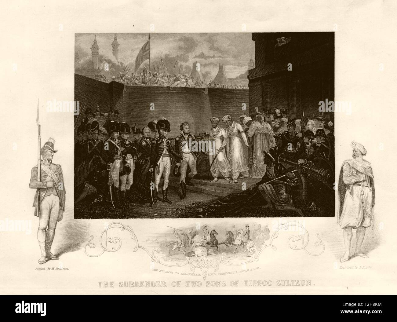 Surrender of Tipu Sultan's sons. Mysore. Cornwallis 1791. TALLIS c1855 ...