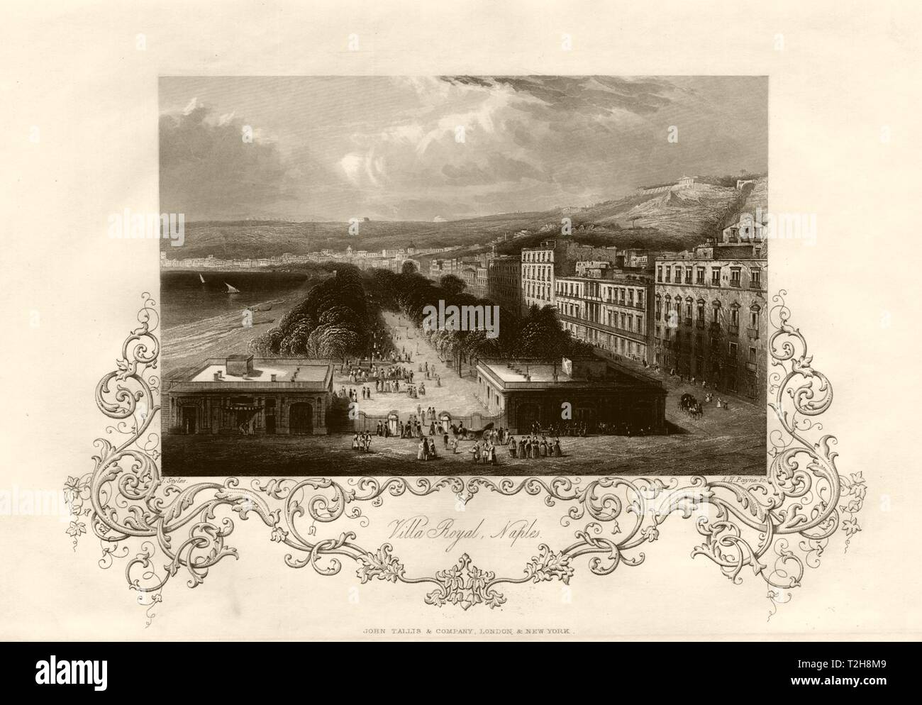 Villa Royal, Naples, Italy. Napoli. TALLIS c1855 old antique print ...