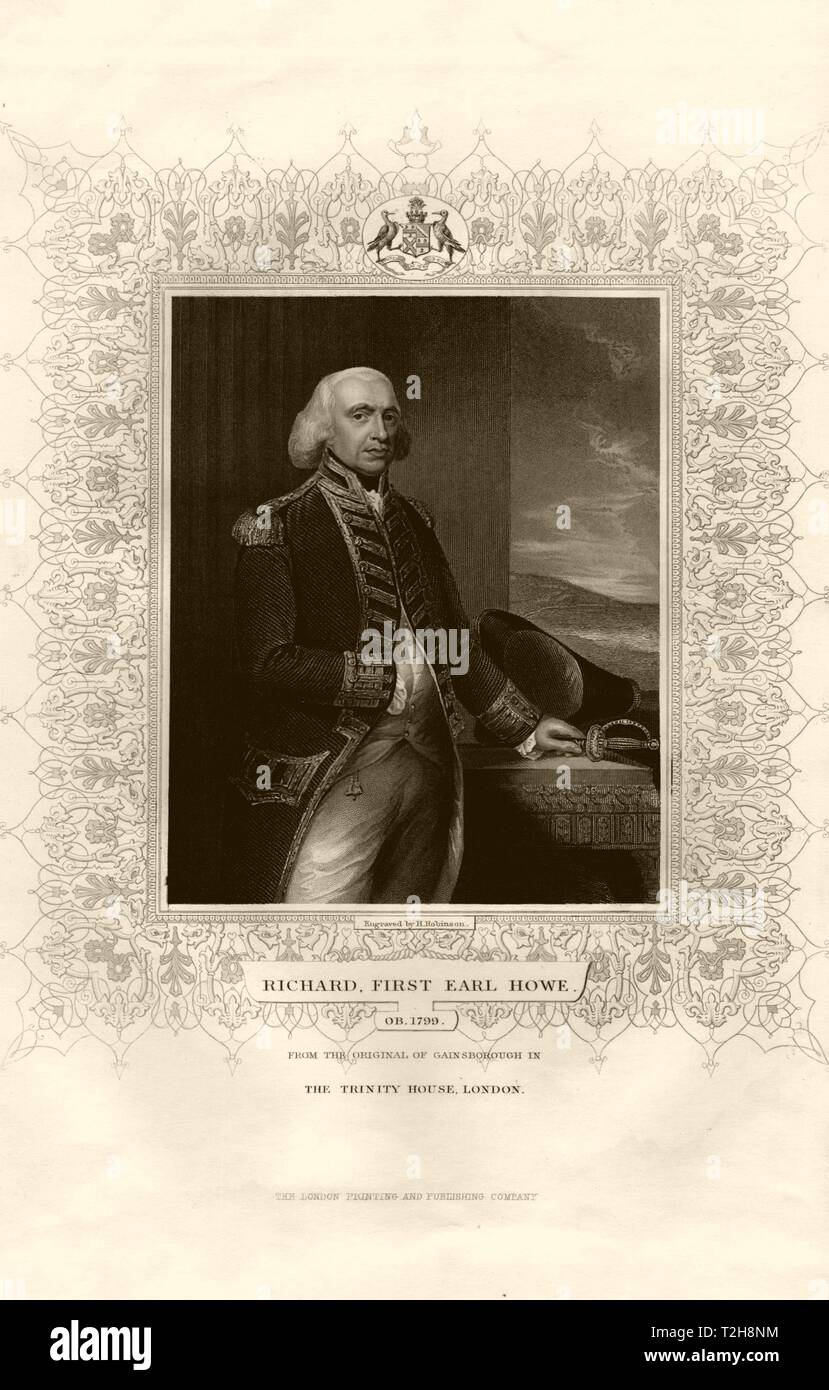Richard, First Earl Howe (1726-1799), after Gainsborough. TALLIS c1855 ...