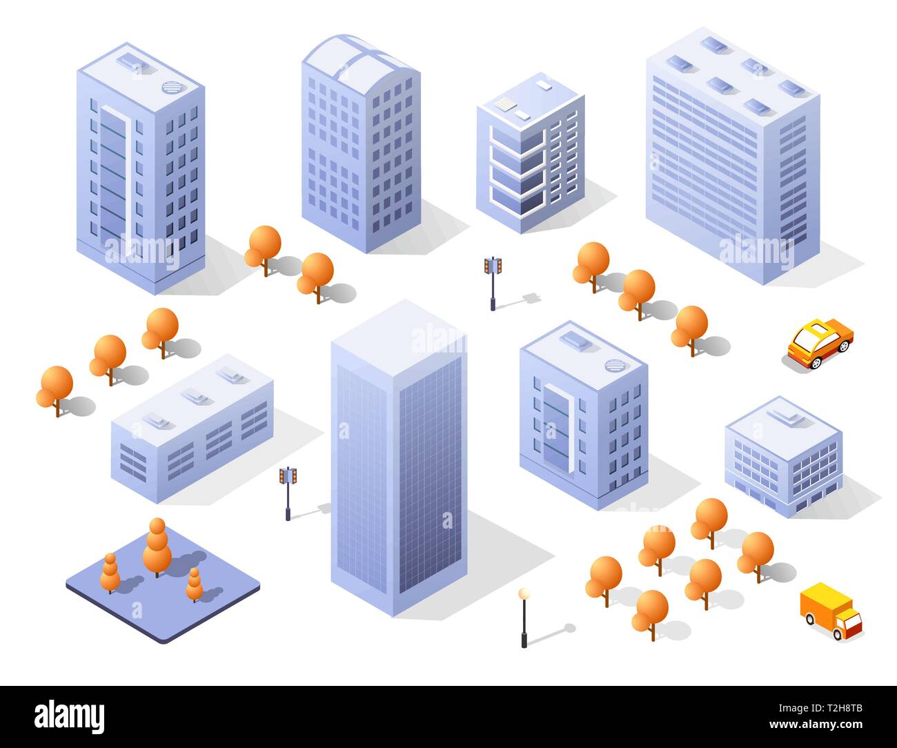 Isometric illustration megapolis city quarter with streets, skyscrapers ...