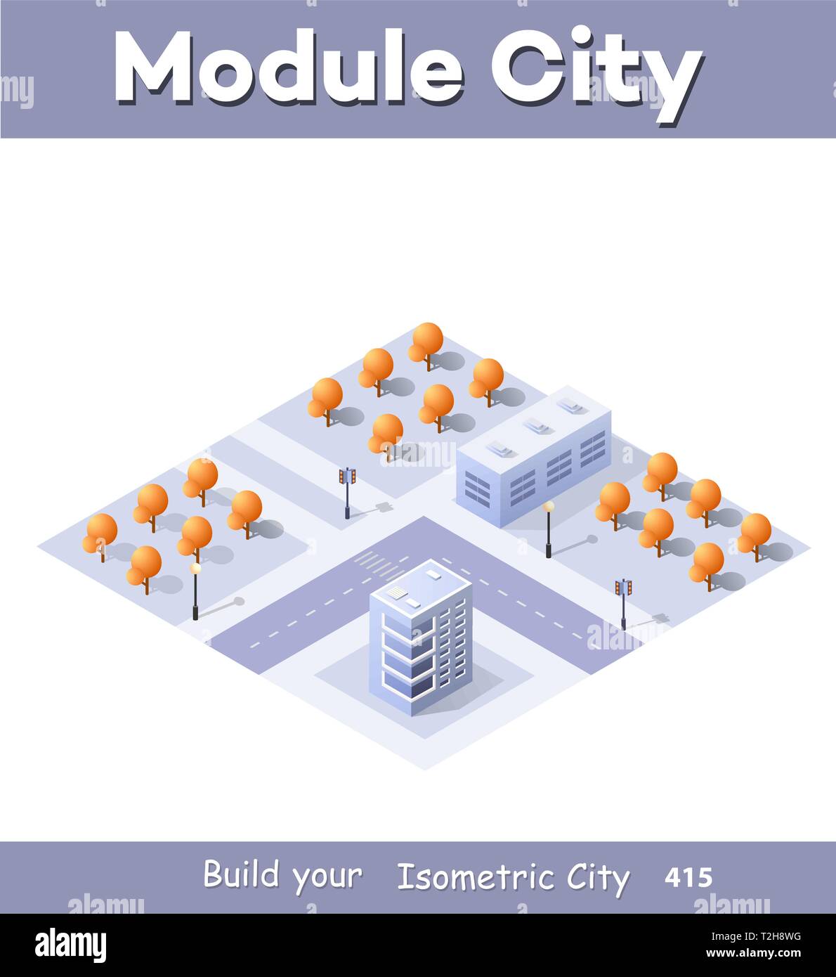 Isometric illustration megapolis city quarter with streets, skyscrapers ...