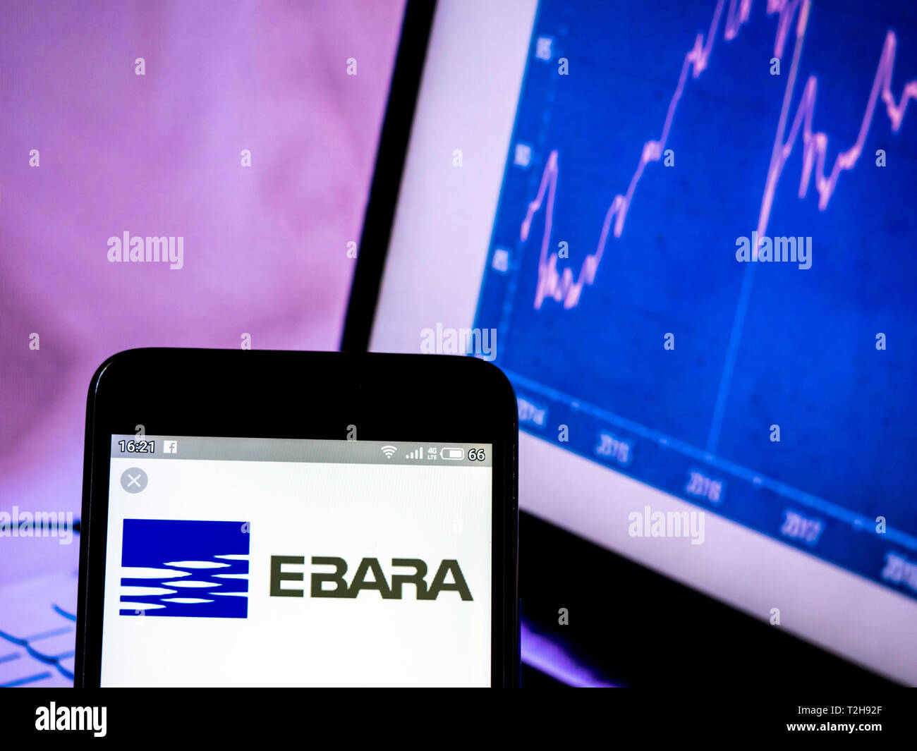 In this photo illustration a Ebara Corporation logo seen displayed on a ...