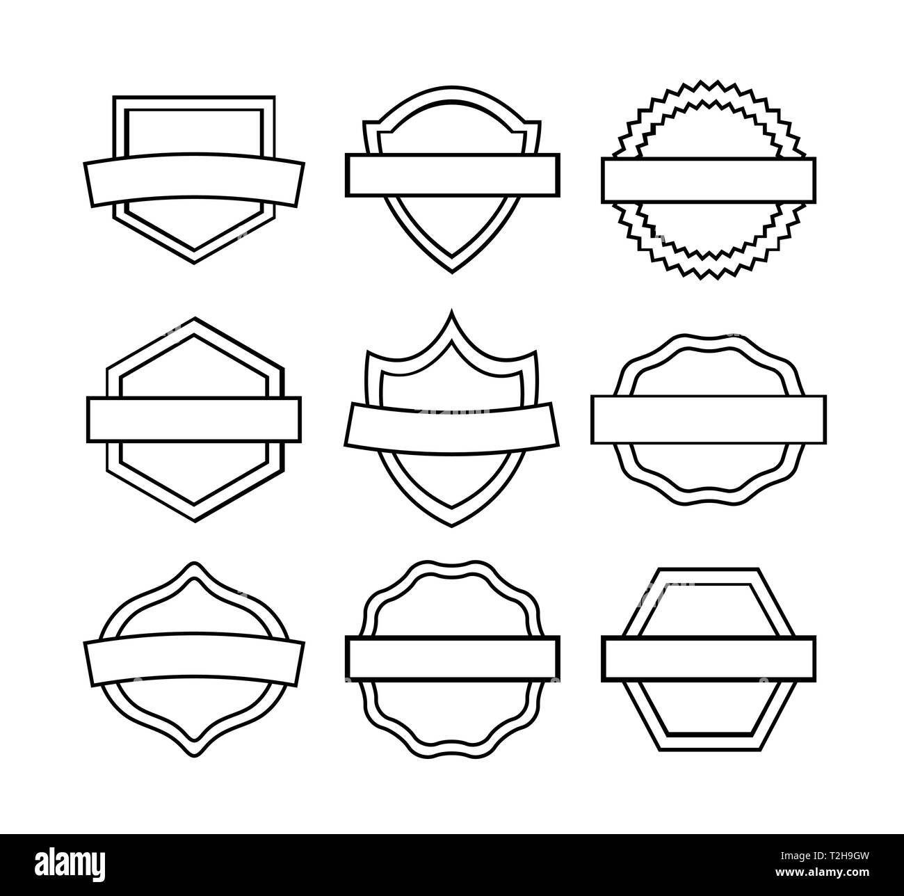 Heraldry shield banner set silhouettes object clipart Stock Vector ...