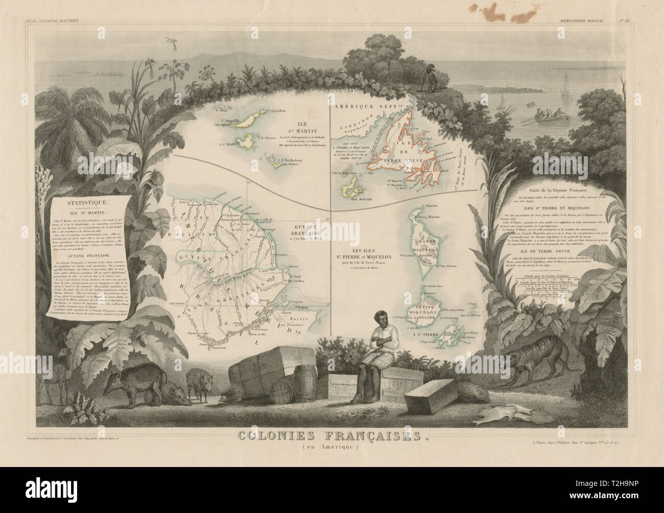COLONIES FRANÇAISES AMÉRIQUE. Guyane Newfoundland Miquelon. LEVASSEUR ...
