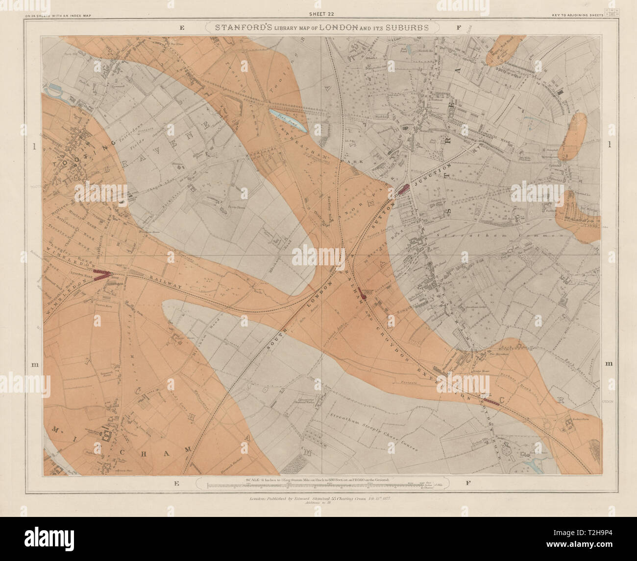 Stanford's Library map of London Sheet 22. Tooting Streatham Norbury ...