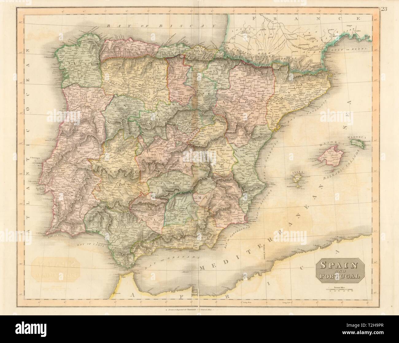 "Spain and Portugal" by John Thomson. Provinces. Iberia c1817 old ...