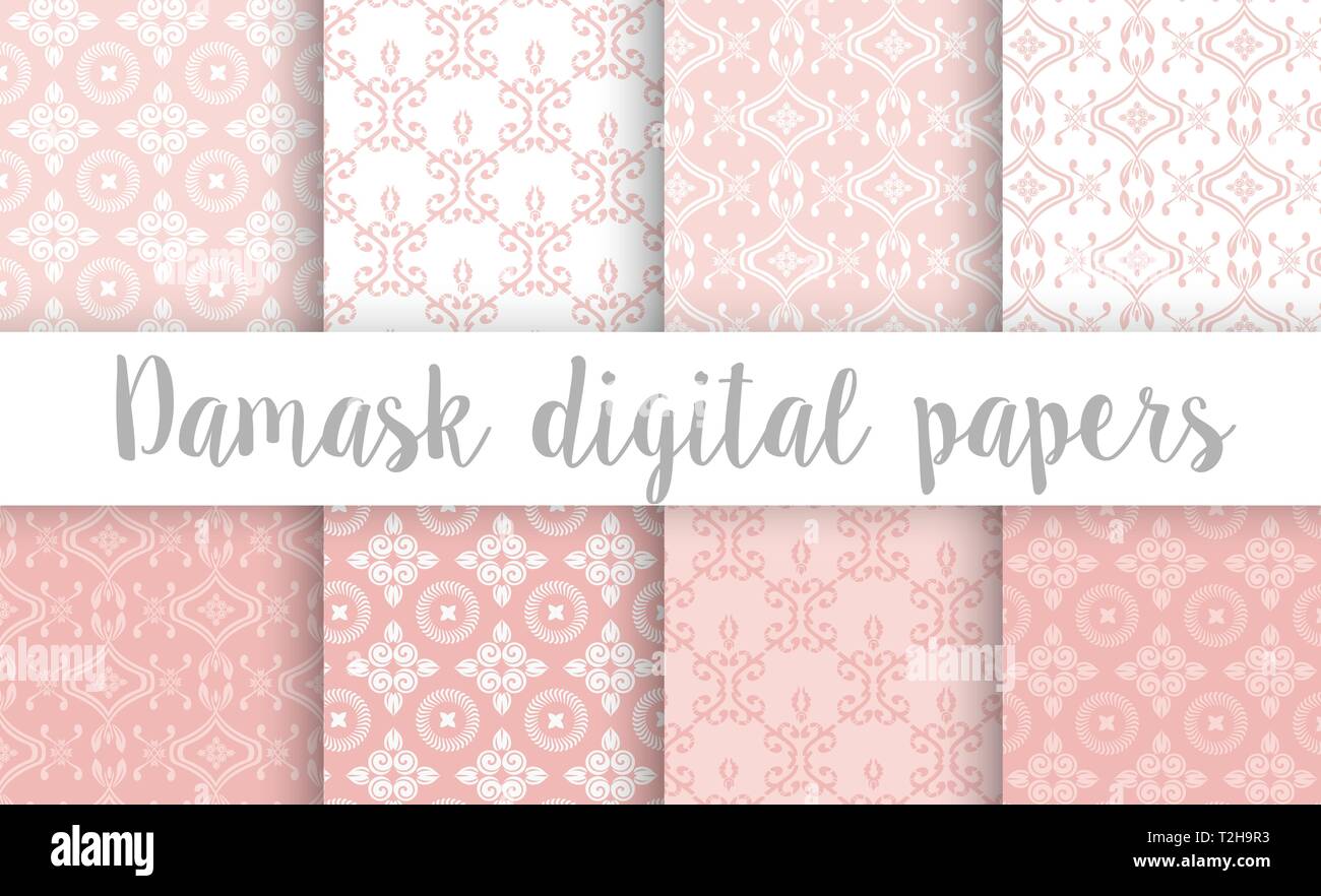 Seamless repeating pattern damask style background illustrations vector ...