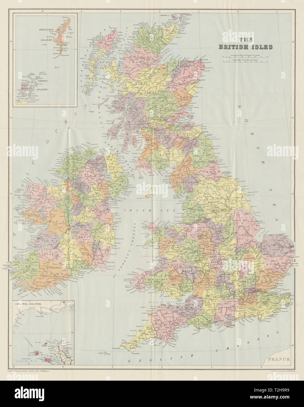 The British Isles. Counties. 63x51cm. STANFORD c1880 old antique map ...