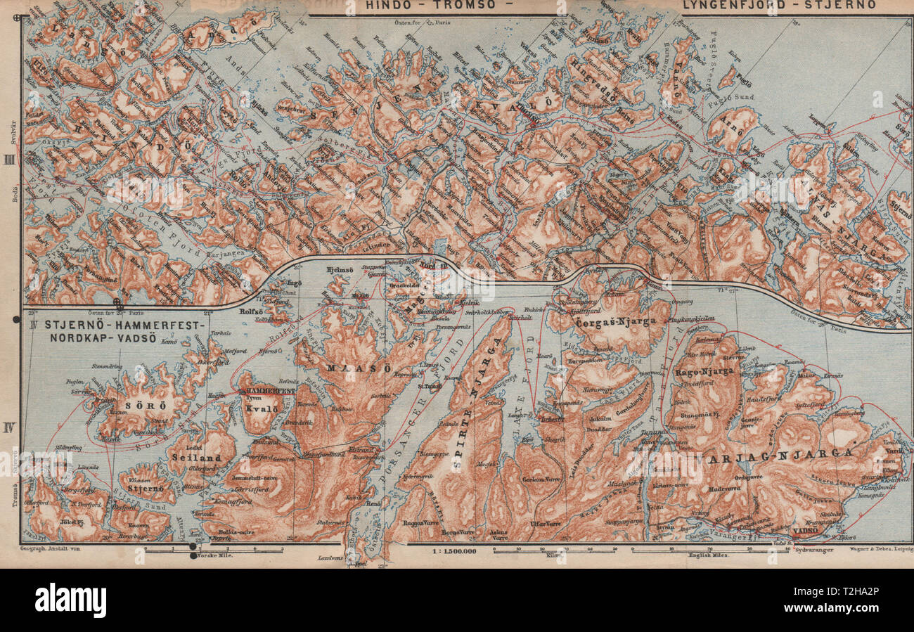 NORWAY NORTH COAST. Tromso-North Cape/Nordkapp-Vadso Topo-map. Norway ...