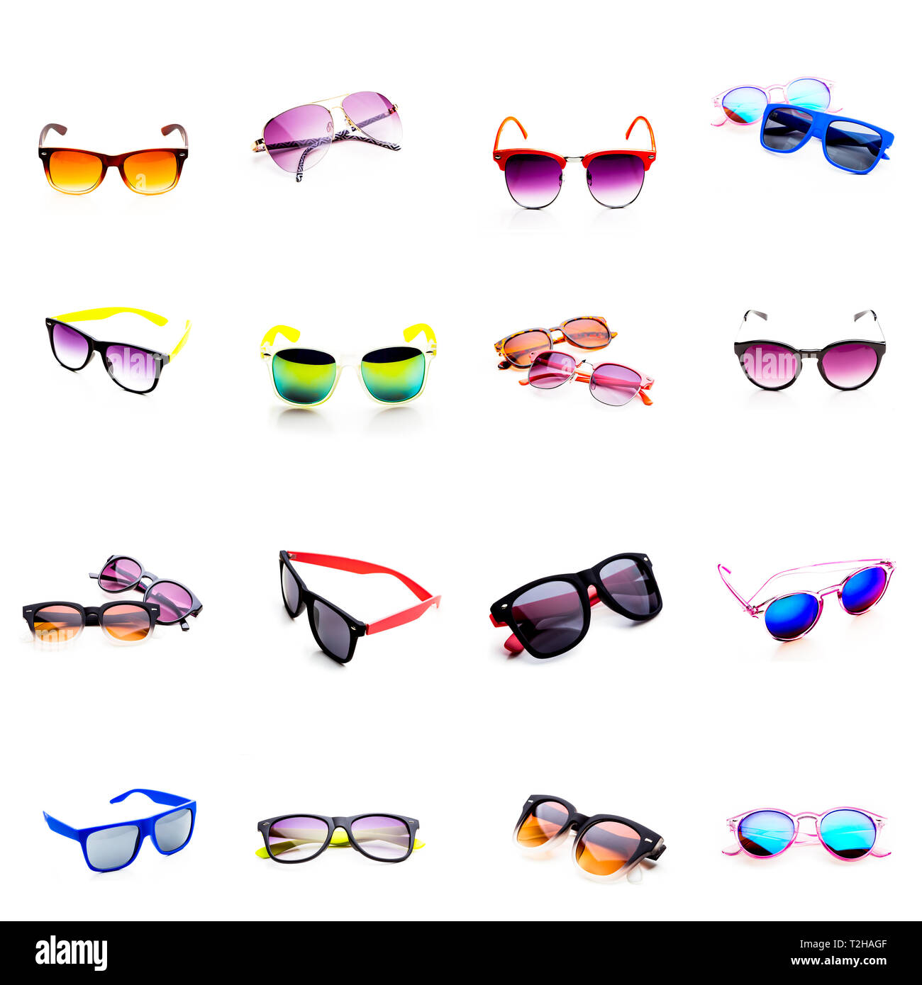 Sunglasses collage isolated on white background Stock Photo - Alamy