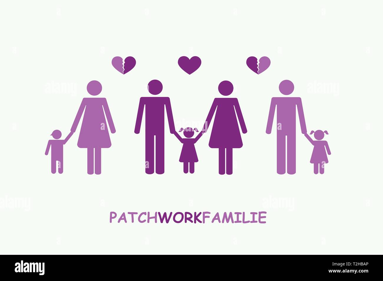 patchwork family separation concept pictogram vector illustration EPS10 ...