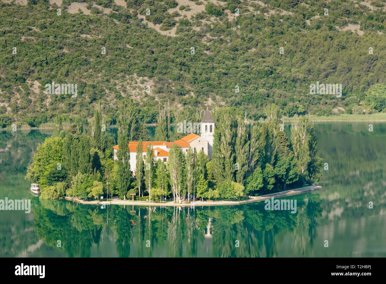 Visovac monastery on the small island of visovac hi-res stock ...