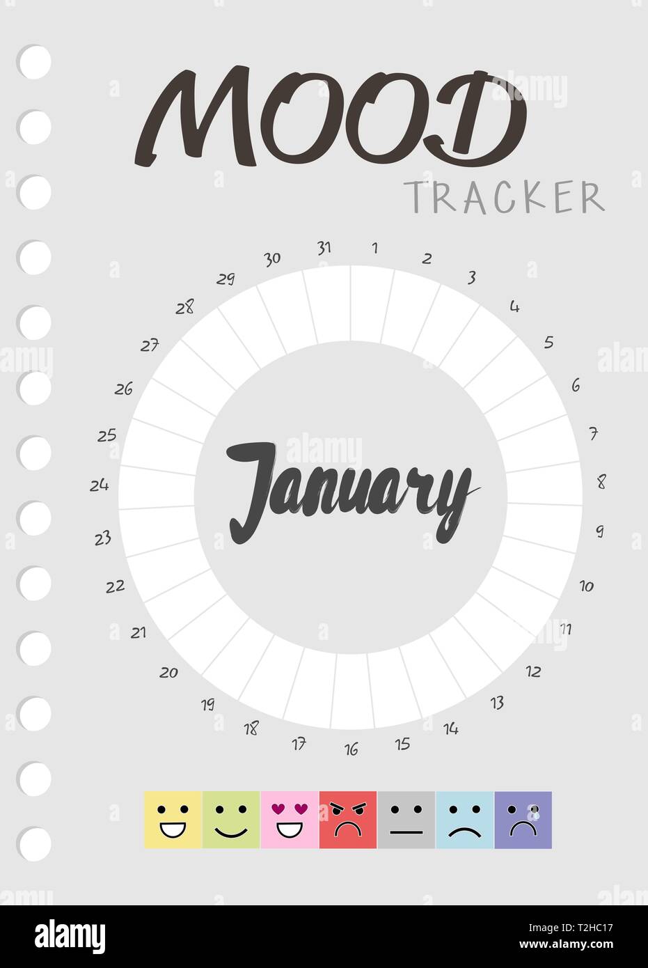 Mood diary for a month. mood tracker calendar. keeping track of ...