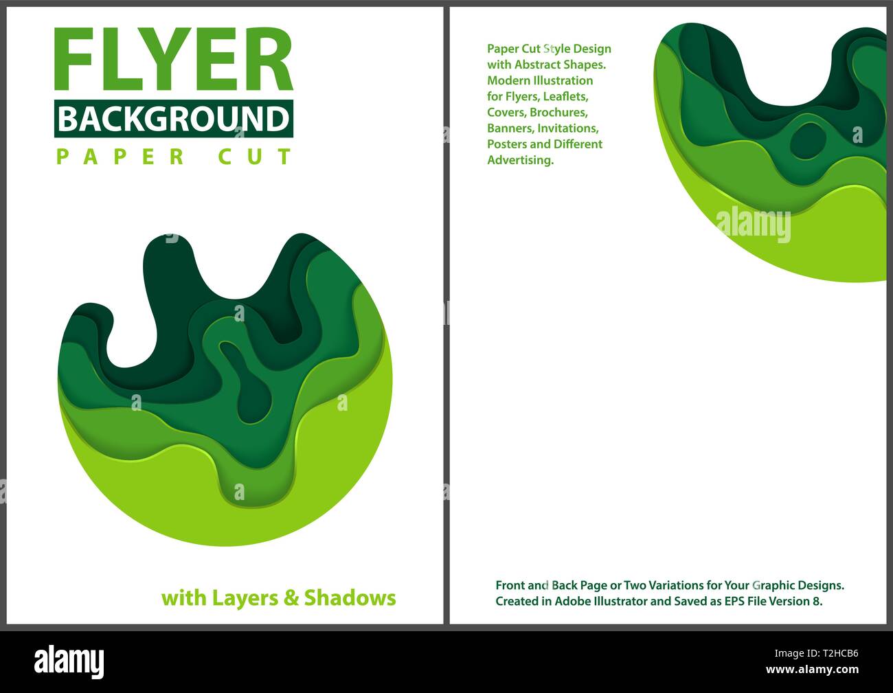 Flyer Paper Cut Style Design with Green Layers Stock Vector Image & Art ...