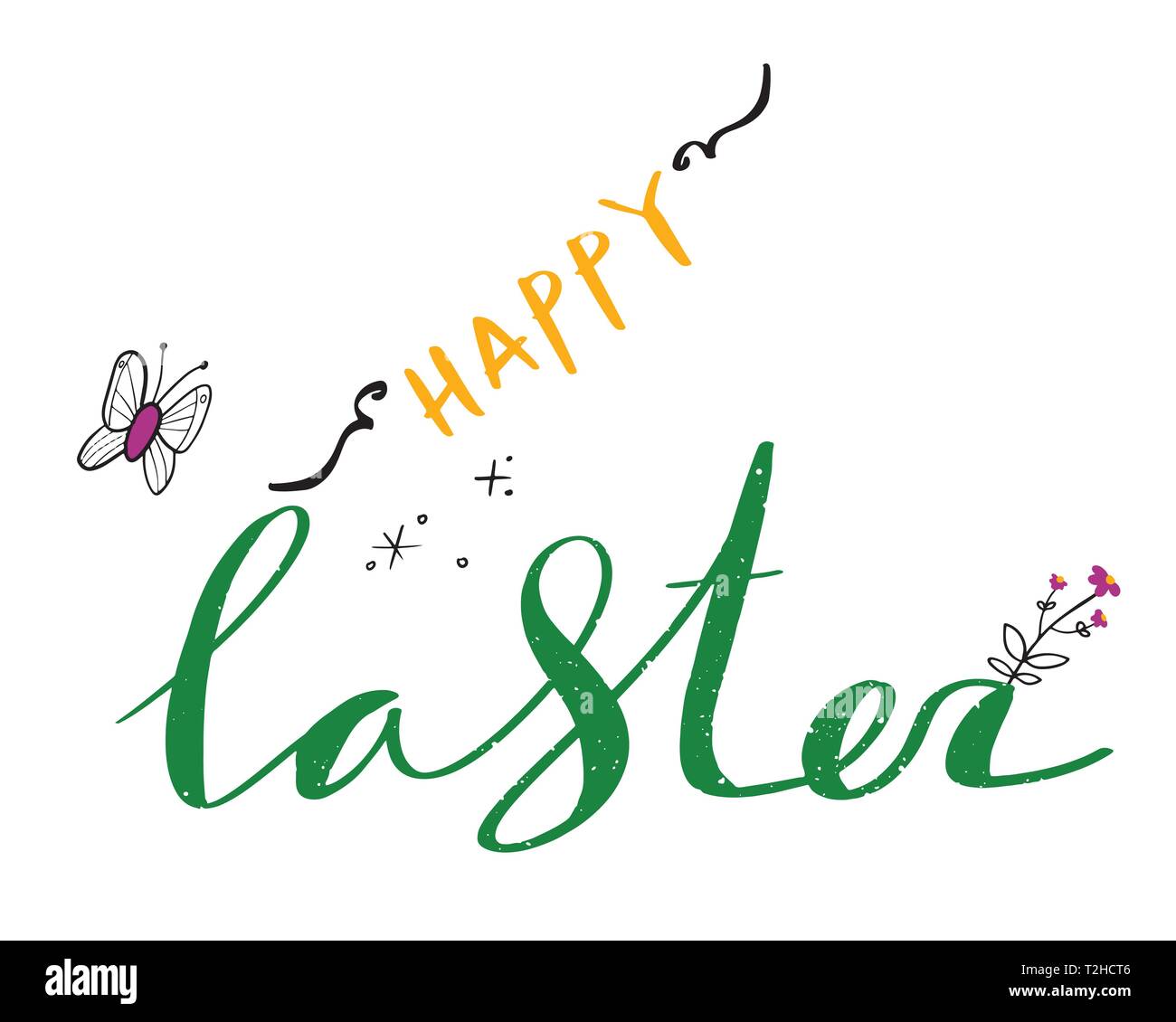 Happy Easter hand drawn lettering. Modern Calligraphy. Vector ...