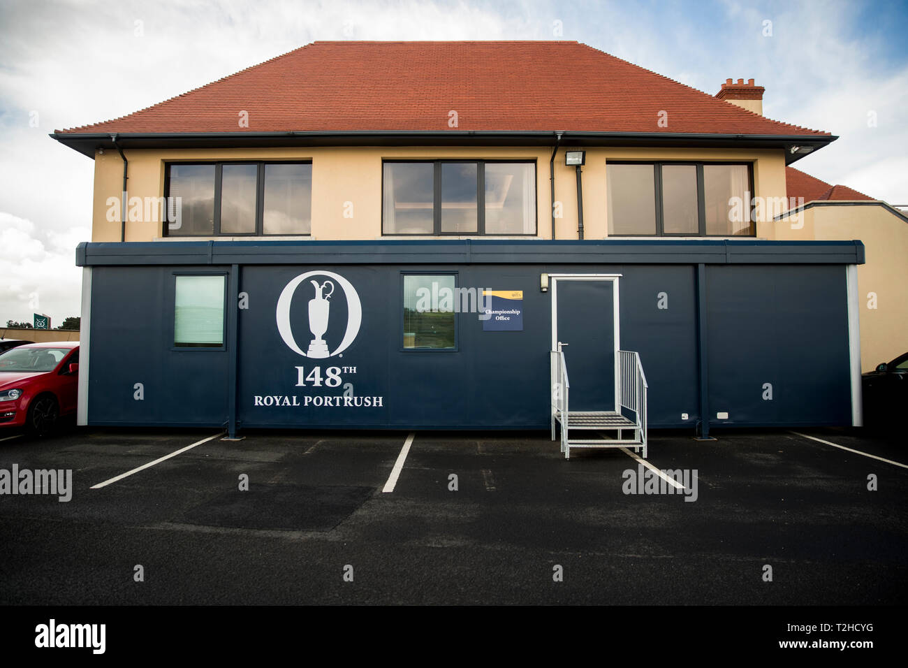 The Open Championship logo on the exterior wall of The Open ...