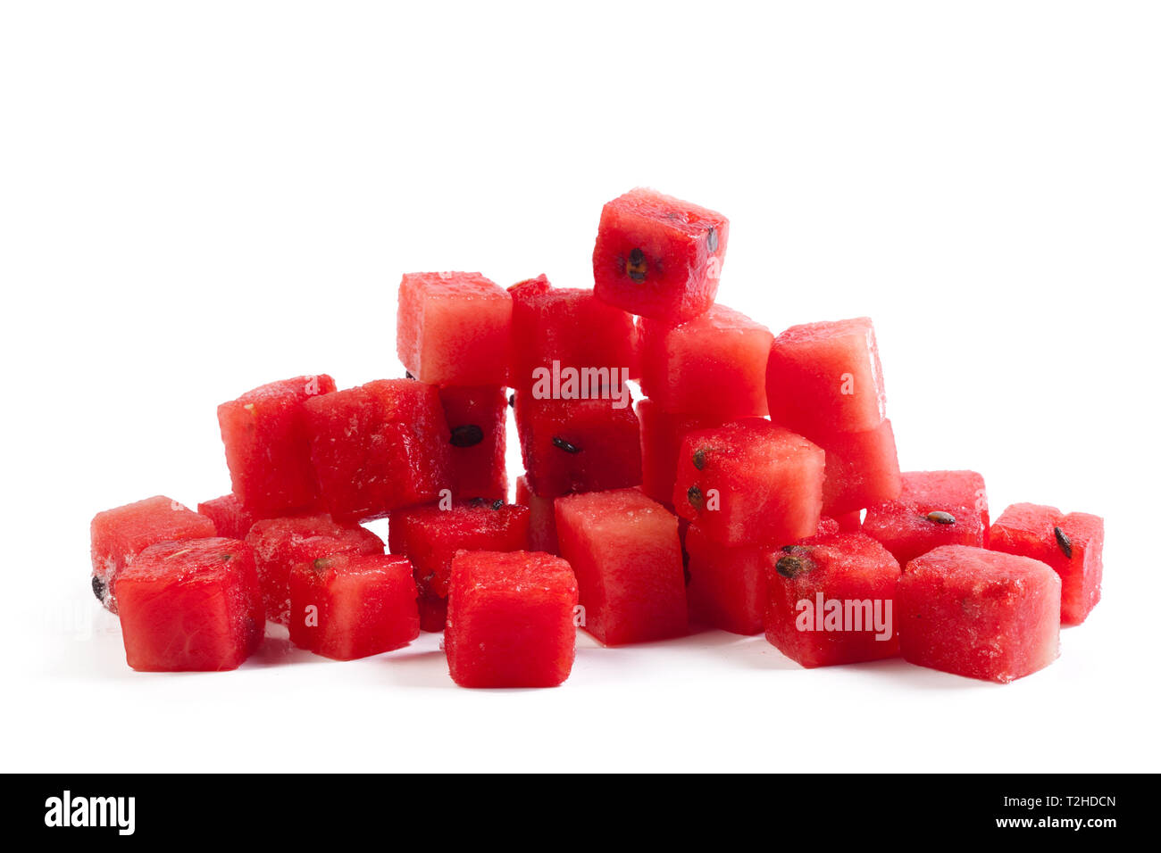 Watermelon fruit cube slice Stock Photo - Alamy