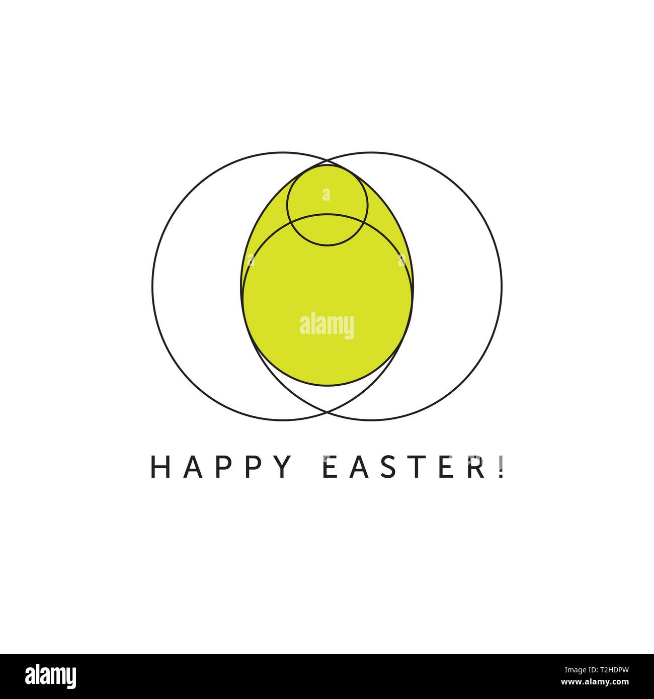 Modern Minimalist Spring Green Easter Egg Isolated Greeting Design Card ...
