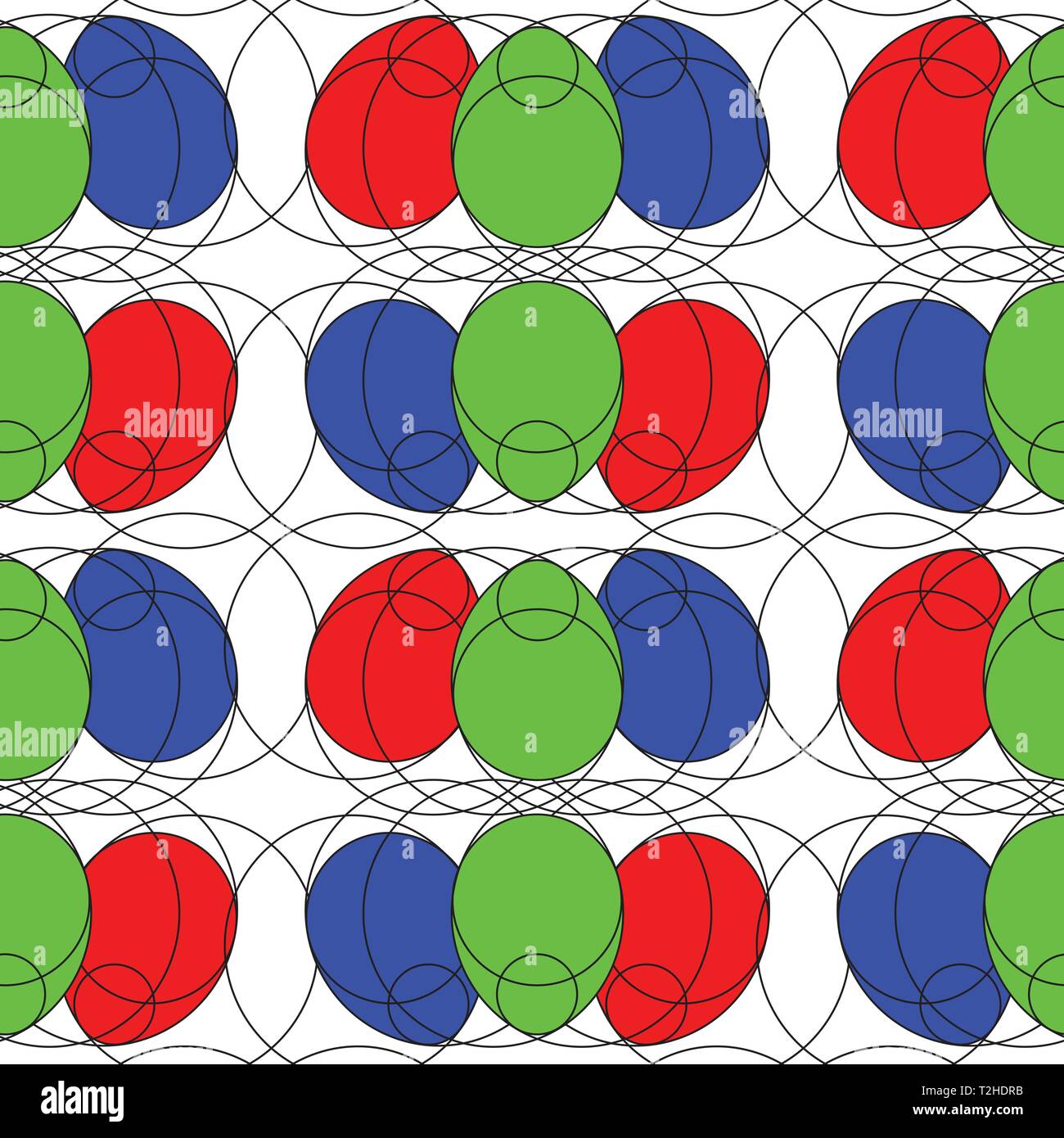 Modern Minimalist RGB Easter Egg Seamless Pattern on White. Simple Line ...