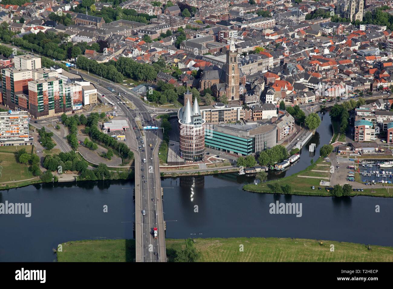 Aerial view, city view of Roermond, province Limburg, Netherlands Stock ...
