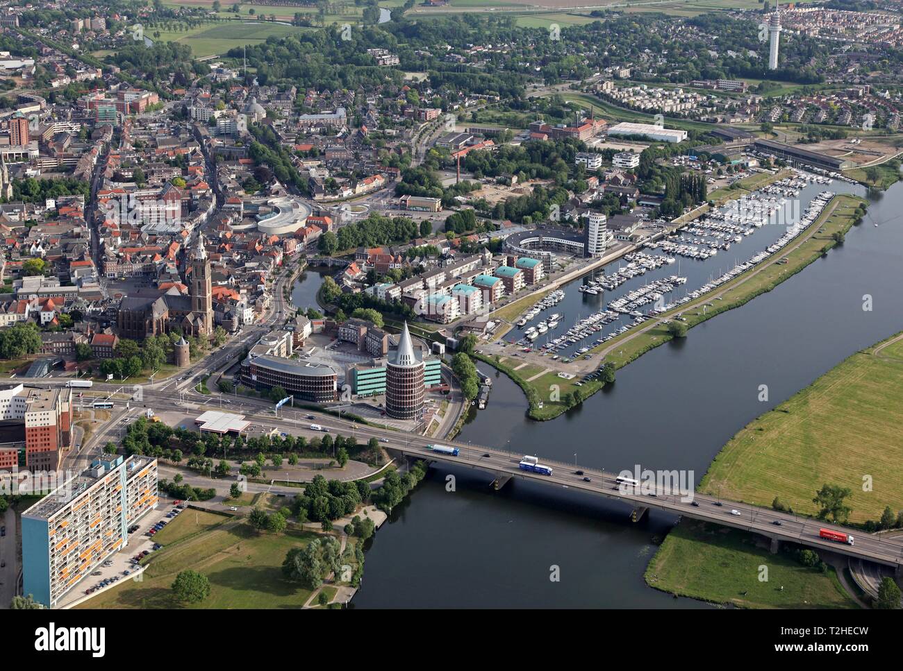 Aerial view, city view of Roermond, province Limburg, Netherlands Stock ...
