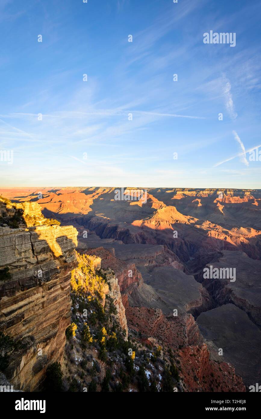 Gorge of the Grand Canyon, Canyon landscape, Colorado River, View from Rim Walk, eroded rock ...